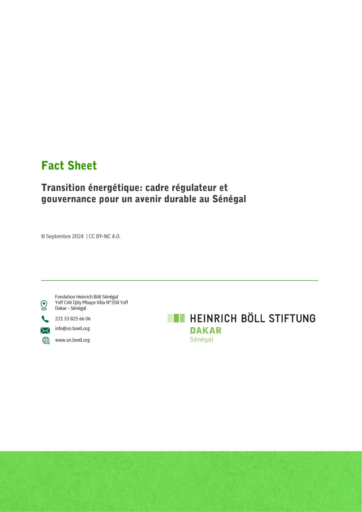 Fact sheet Rapport Transition énergétique: Cadre régulateur et ...