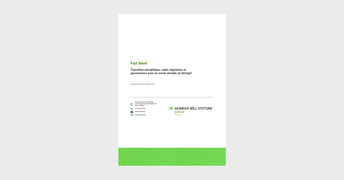 Fact sheet Rapport Transition énergétique: Cadre régulateur et ...
